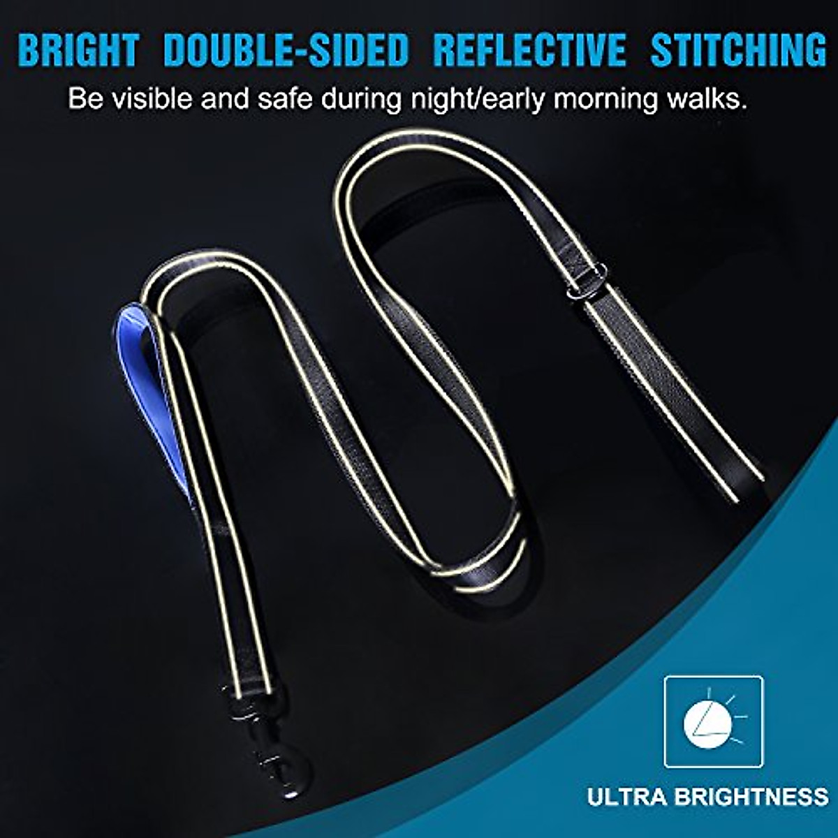 rabbitgoo Dog Leash 6ft Long, Heavy Duty Leash with 2 Padded Traffic Handles, Hands Free Leash for Control Safety Training, Reflective Walking Lead for Small, Medium, Large Dogs