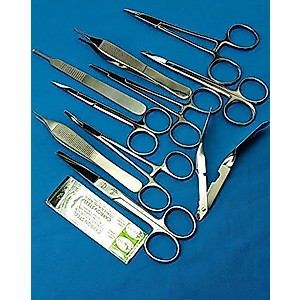5 Blades No 20 Plus ADSON Forceps Webster Needle Holder HEMOSTAT Mosquito Forceps Scalpel Handle IRIS Scissors Operating Scissors CYNAMED