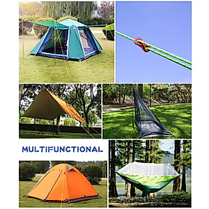 Hikeman 6 Pack 4mm Outdoor Guy Lines Tent Cords Lightweight Camping Rope with Aluminum Guylines Adjuster Tensioner Pouch for Tent Tarp, Canopy Shelter, Camping, Hiking, Backpacking (Black)