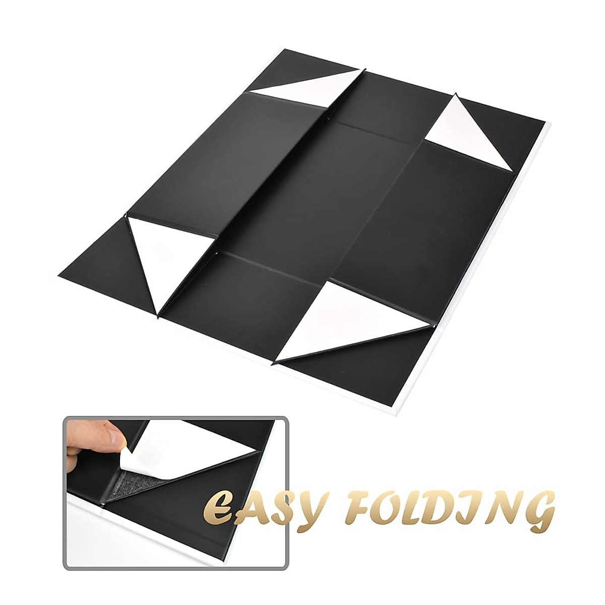 HUAHENGCHI Gift Box with Lid for Presents11.5x8.1x3.8 Inches with Magnetic Closure (A White/Black)