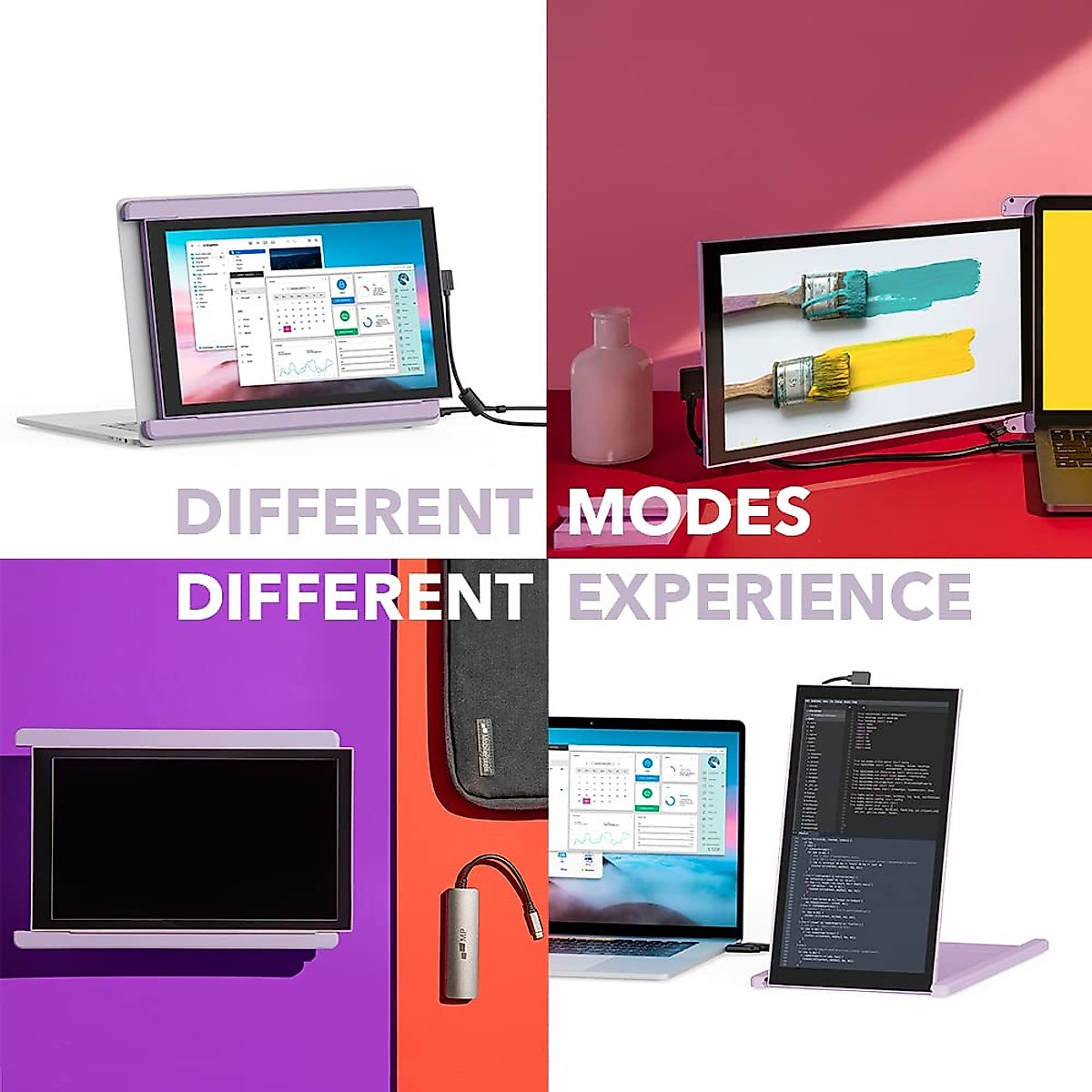 New Mobile Pixels Duex Lite Portable Monitor for Laptops(2024 Upgraded), 12.5" Full HD IPS Laptop Screen Extender, USB C/HDMI Powered Plug and Play, Windows/Mac/Android/Switch Compatible (Misty Lilac)