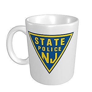 Nj State Police Porcelain Coffee Mugs, Classic Ceramic Cup For Tea Latte Cappuccino