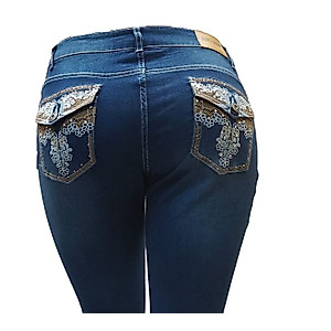 Jack David Womens Plus Size Bootcut/Straight/Skinny Leg Stretch Relaxed Fit Blue Denim Jeans Pants