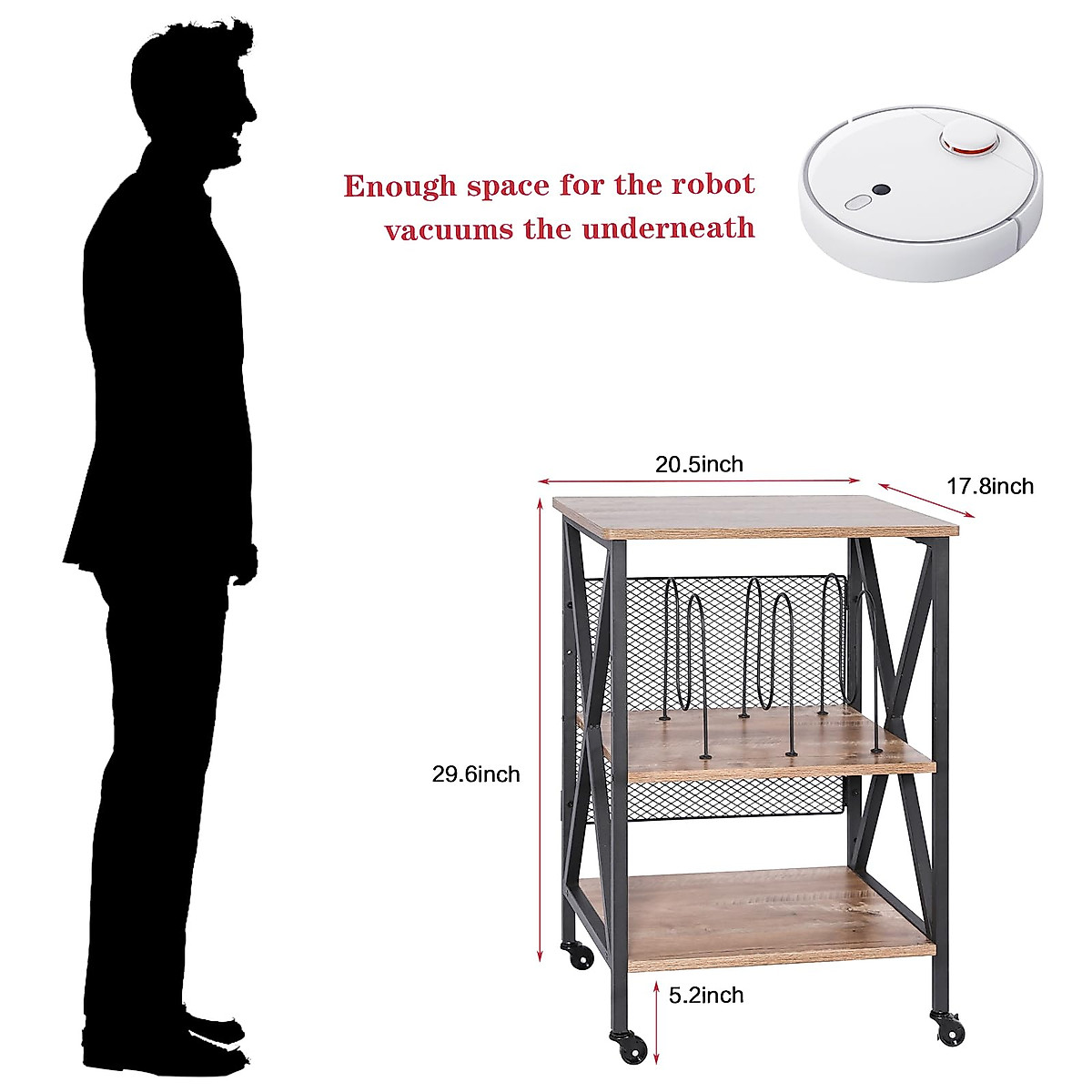 Record Player Stand With Vinyl Storage 3 Tier Rolling Vinyl Record Storage With 3 Adjustable Divinder Record Player Table Turntable Stand Shelf With Wheels Record Holder For Albums