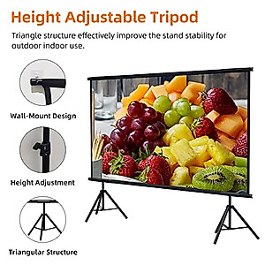 Projector Screen and Stand,Towond 100 inch Ambient Light Rejecting Projection Screen Fabric, Portable Projector Screen Outdoor Indoor 16:9 4K/8K HD Wrinkle-Free Foldable Movie Screen with Carry Bag