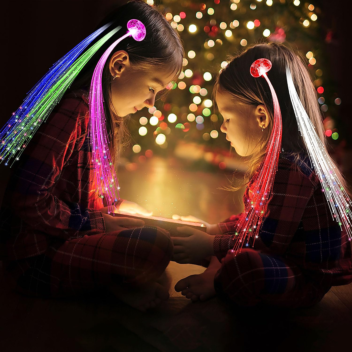 30 Pack LED Lights Hair Light-Up Fiber Optic LED Hair Barrettes Extensions Light Flashing Fiber Optic Hair Braid Barrettes Hair Clips for Party Favors Festival Party Bar Concert
