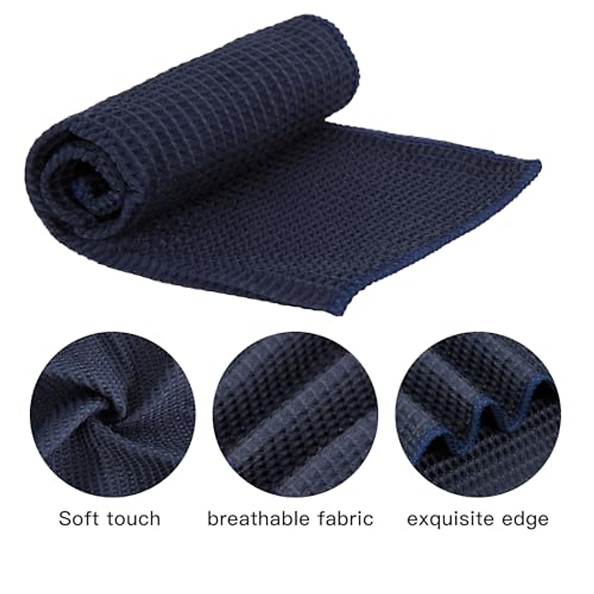 Airensky Kitchen Essentials Dish Towels 6-Piece Value Set - Waffle Design, Reusable Cleaning Cloths, Soft, Ultra-Absorbent, Nonstick Oil and Quick Drying - 12x12 Inches (3 Navy, 3 Gray)