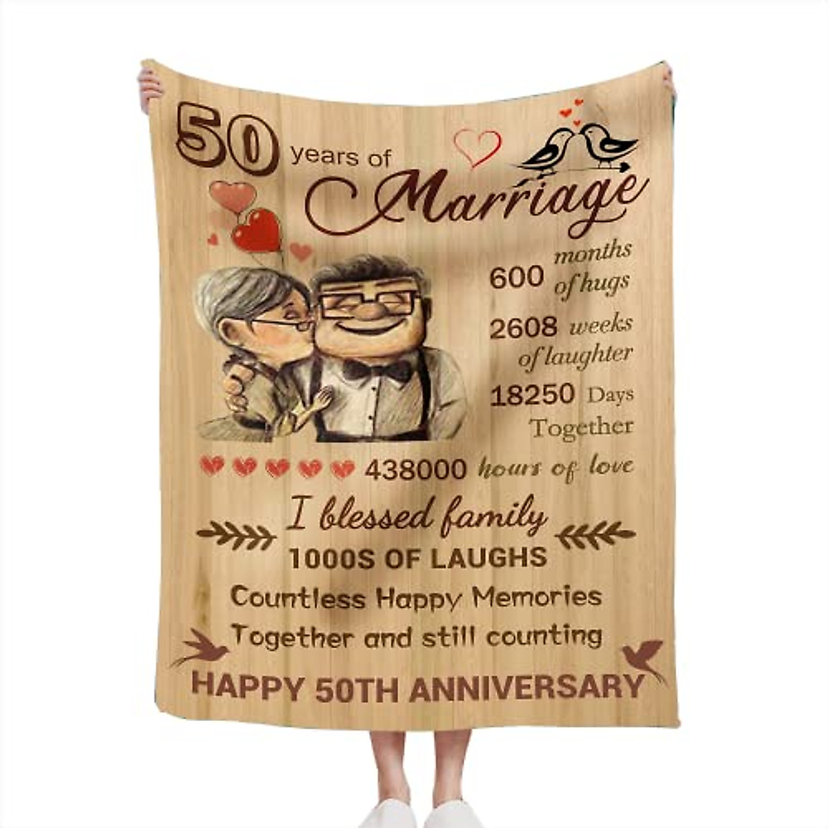 50th Anniversary Throw Blanket for Him Her, Super Soft Flannel Blanket, Comfy Plush Bed Blanket, Warm Gifts for Special One