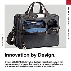 TUMI Alpha 3 Expandable Organizer Laptop Briefcase - 15-Inch Computer Bag for Men and Women - Anthracite