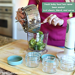 Sage Spoonfuls Baby Food Steamer Basket, Stainless Steel, Collapsible Steamer Basket for Baby Food, Vegetables & Fruit, Dishwasher Safe, Baby Food Cooker