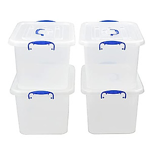 Asking 12 L Clear Plastic Storage Box with Handle, 4-Pack