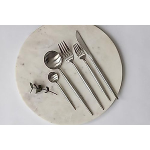 GENOA Matte Silver Flatware, Silver Flatware, Silver Cutlery, Stainless Steel Cutlery Set, Service for 1, 5 Piece Set, Kitchen and Dining Essentials (2)