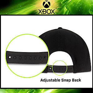 Microsoft Xbox Baseball Hat, Skater Adult Snapback Cap with Flat Brim, Baseball Cap, Black, One Size