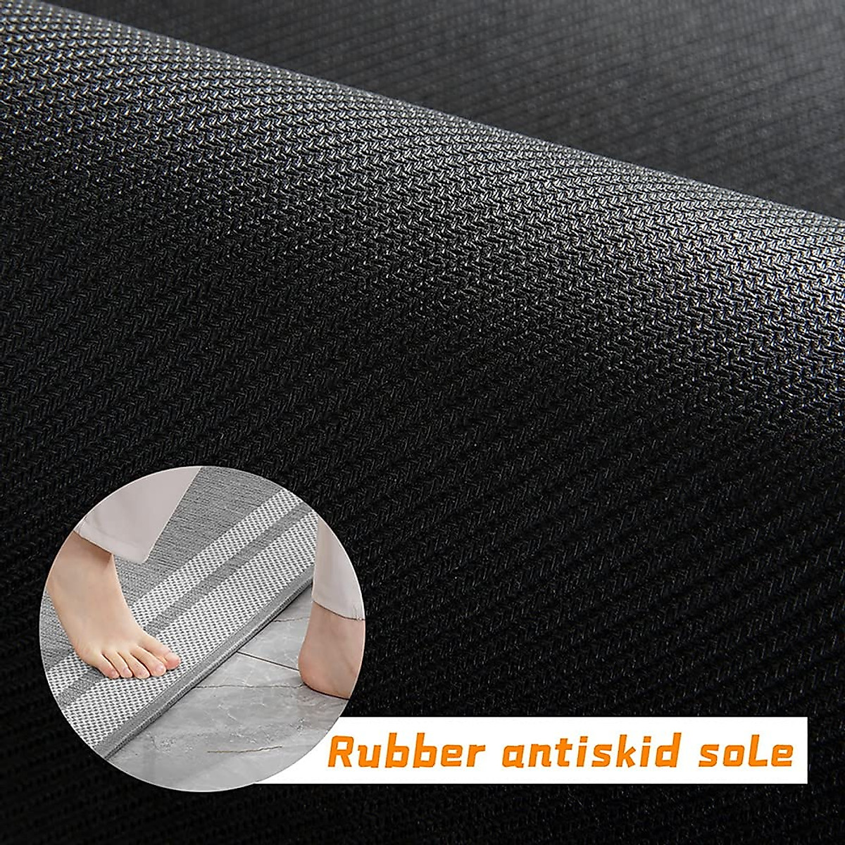 Kitchen Rugs and Mats, 2 PCS Non Slip Cushioned Anti Fatigue Washable Runner Rug with Rubber Backing for Kitchen Floor Front of Sink, Hallway, Laundry Room 17.5"x30"+17.5"x47.5"