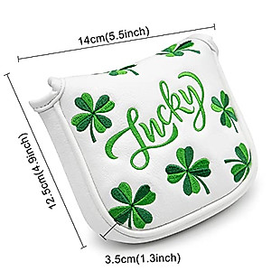 Golf Headcovers Lucky Clover Golf Driver Fairway Wood Hybrid Mallet Blade Putter Cover Headcover Premium Leather Headcovers Fits Most of Drivers Woods and Blade Putters