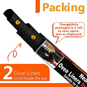 2 Pack Large Thick Heavy Duty Non Stick Teflon Oven Liners Mat, 17"x 25" BPA and PFOA Free, for bottom of Electric Oven Gas Oven Microwave Charcoal or Gas Grills