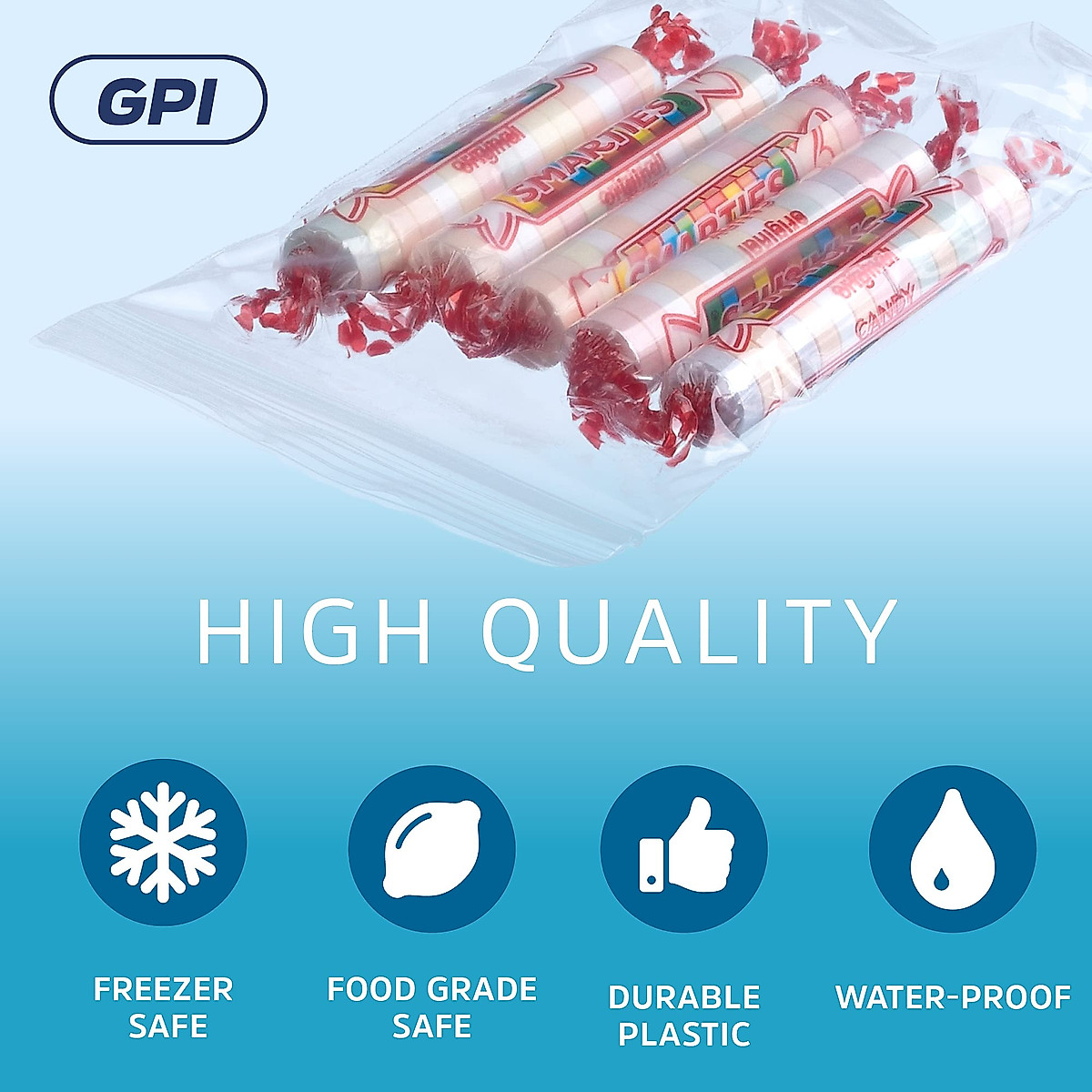 3 x 5 inches, 2Mil Clear Reclosable zip Bags, case of 1,000 GPI Brand