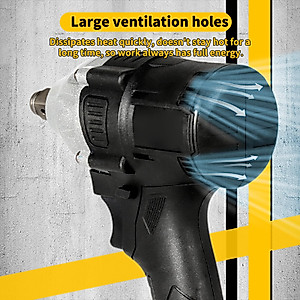 Jadeshay 21V Cordless Impact Wrench with Brushless Motor, Rechargeable Electric Screwdriver, Includes Fast Charger & LED Light, US Plug, Black