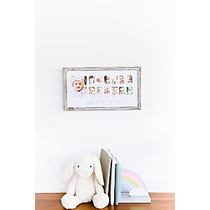 Pearhead My First Year Photo Moments Baby Keepsake Picture Frame, 0-12 Months Baby Photos, Father’s Day Accessory, Gender-Neutral Baby Milestone Nursery Décor, 13 Photo Inserts, Distressed Wood