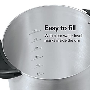 Hamilton Beach 45 Cup Coffee Urn and Hot Beverage Dispenser with Dual Spouts, Silver (40518)