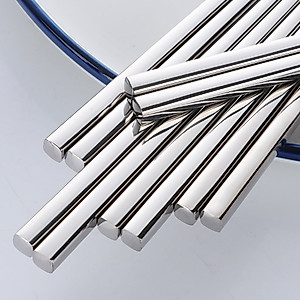 Buyer Star 5-Pair Silver Stainless Steel Chopsticks Metal Reusable Chopsticks Chinese Square Chopsticks