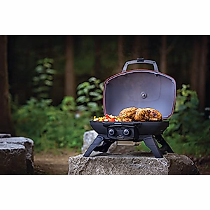 Napoleon - TravelQ 285 Portable Propane Gas Grill with Griddle, Red, 2 Burners, For Tailgating, Camping, And Small Outdoor Spaces