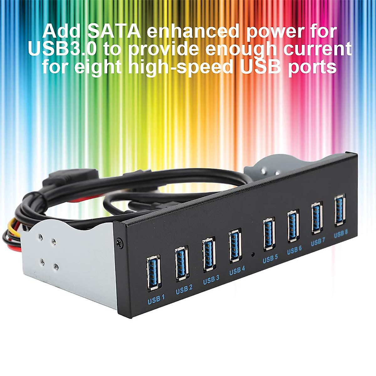 ASHATA USB Front Panel,USB3.0 19PIN 8 Ports Hub Optical Drive Extension Front Panel Adapter for PC Computer