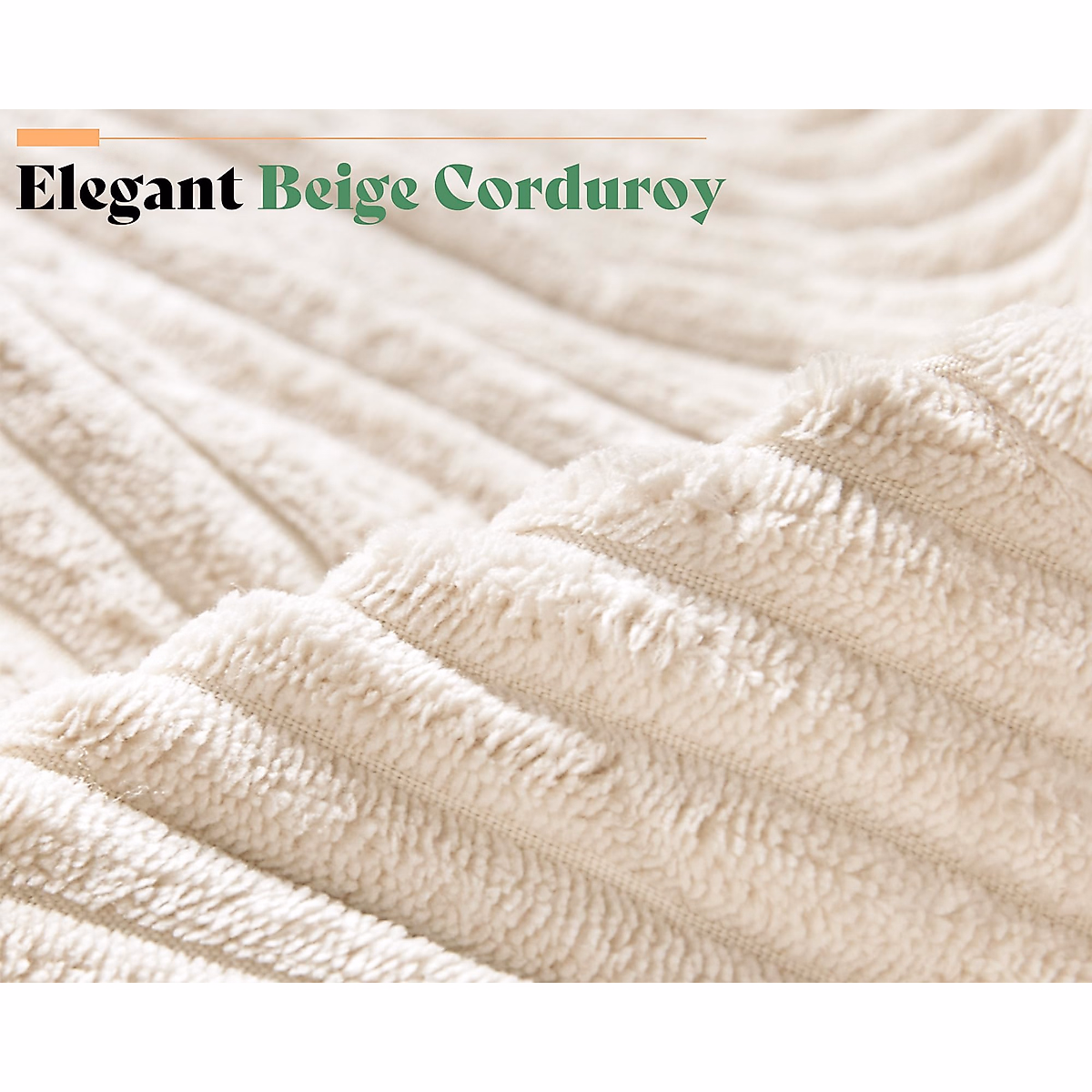 VanAcc 89 Inch Convertible Couch, L Shape Couch with USB Charging Port & Cup Holders- L Shape Sofa with Storage Chaise, Comfy Sofa for Living Room (Beige Corduroy)