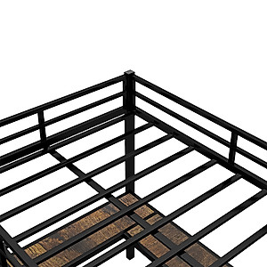 Hlcodca Full Size Loft Bed with Desk, Metal Loft Bed Frame with Storage Shelves, Heavy-Duty Kids Loft Beds with Ladder & L-Shape Desk for Boys Girls Teens