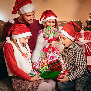 Cholemy 30 Pcs Christmas Large Cellophane Gift Basket Bags 19.7" x 27.6" Xmas Gift Bags Bulk Jumbo Holiday Plastic Gift Wrap Bags with 100 Twist Ties Snowflake Xmas Tree Goody Bags Xmas Party Supply