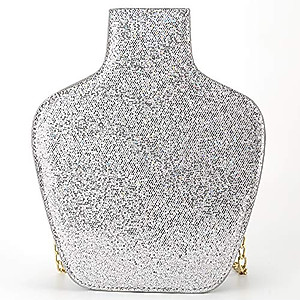 Ondeam Tequila Bottle Shaped Laser Shoulder Handbags,Pu Crossbody Purse for women(Silver B)