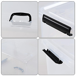 Fabnati 4-Pack 17.5 L Plastic Latching Storage Box, Clear Storage Bin with Handle