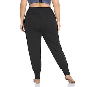 ZERDOCEAN Women's Plus Size Casual Yoga Joggers Comfy Workout Lounge Pants Black 5X