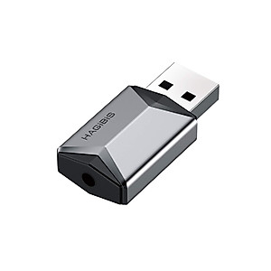 Hagibis USB External Sound Card Adapter Alloy 2 in 1 USB to 3.5mm AUX TRRS Headphone and Microphone Jack Audio Adapter Mic Stereo Sound Card for Windows, Mac, PC, Laptops, Desktops, PS4, PS5 (Grey)