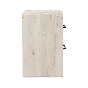 Signature Design by Ashley Cambeck Farmhouse Industrial 2 Drawer Two Drawer Nightstand with 2 Slim-Profile USB Charging Stations, Whitewash