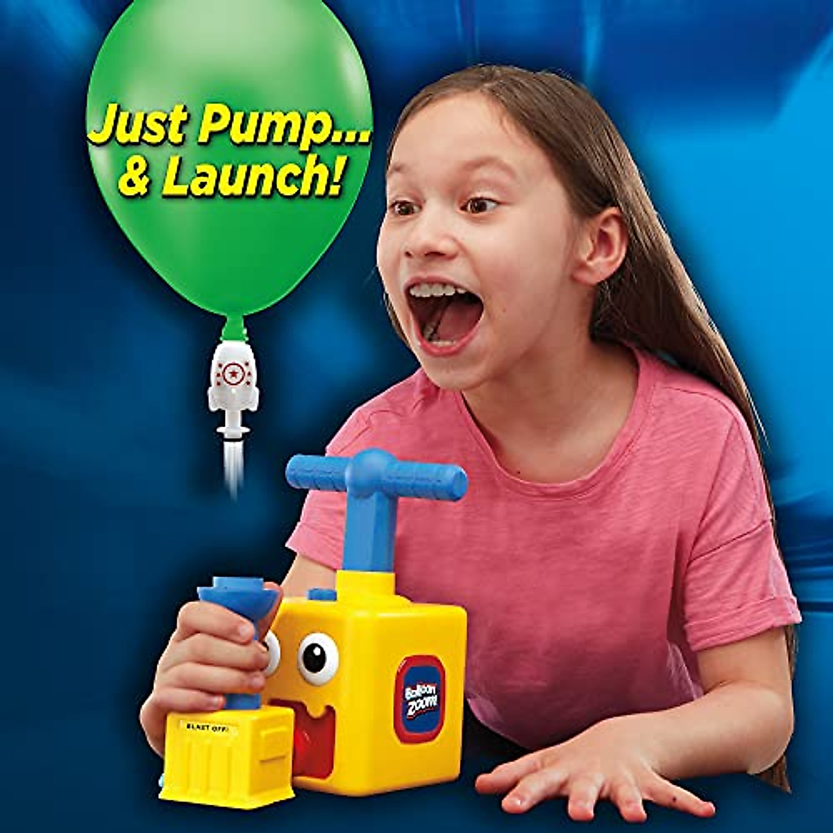 Ontel Balloon Zoom - Balloon-Powered Race Car and Rocket Launcher Toy Set, Ages 3+, Red Racer Car with Astronaut Flyer