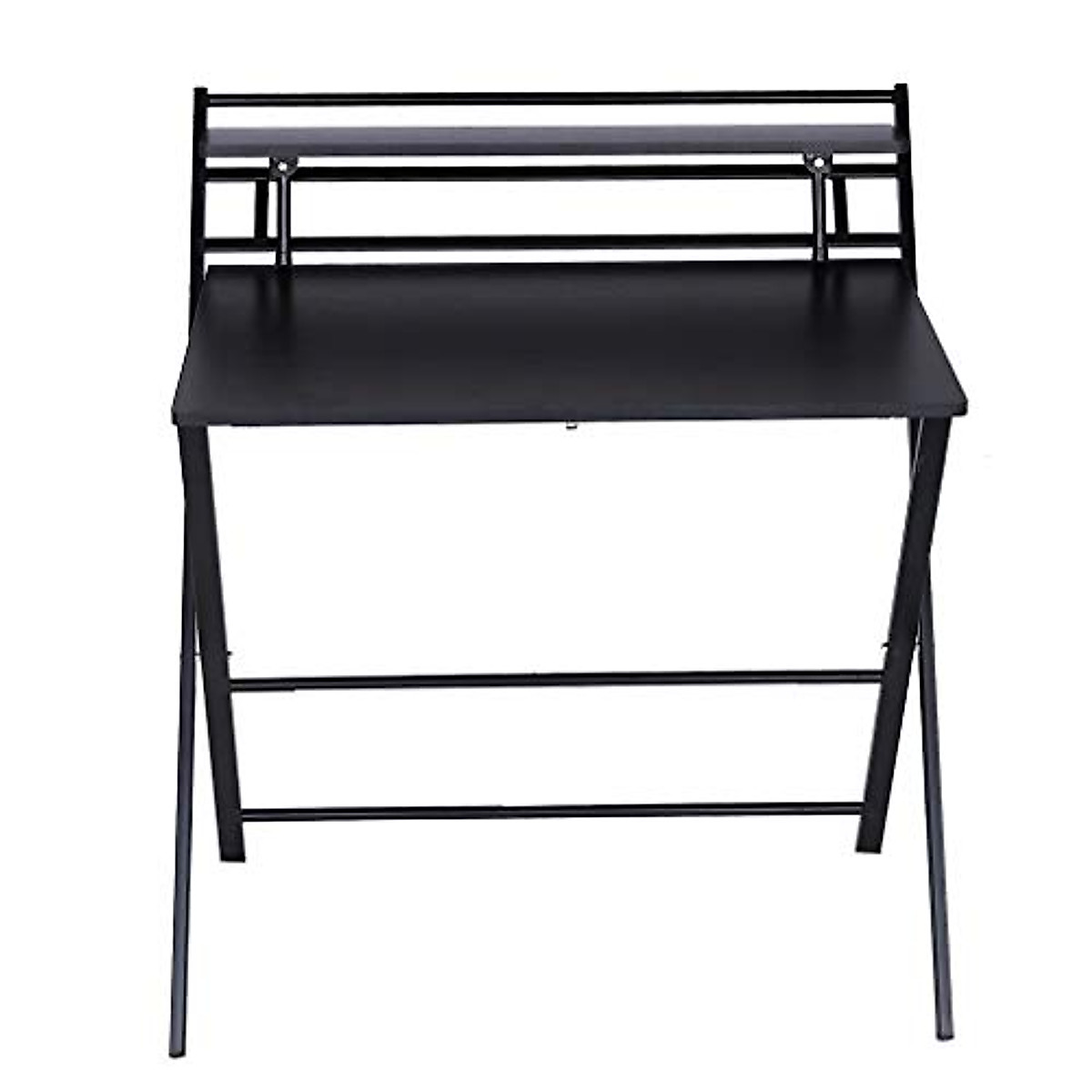 MOMFEI 2-Style Folding Desk for Small Space, Home Corner Desks Simple Computer Desk with Shelf, Folding Laptop Table (Black)