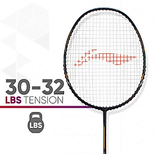 Li-Ning Air Force 78 G2 Carbon Fiber Strung Badminton Racket with Full Cover (Charcoal/Gold )