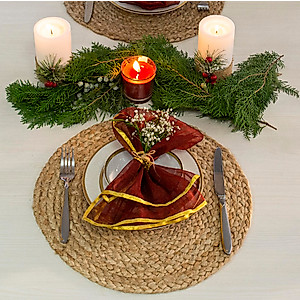 CHARDIN HOME Round Woven Jute Braided Set of 4 PLACEMATS | 15 inch ROUND Farmhouse Table mats | All Natural Jute for