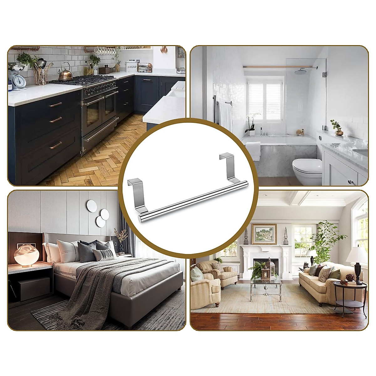 DS. DISTINCTIVE STYLE Kitchen Towel Holder Over Cabinet Door Towel Bar 2 Pieces Stainless Steel Kitchen Towel Hanger