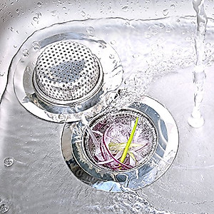 NHSUNRAY 2pcs Stainless Steel Kitchen Sink Strainer Heavy-Duty Drain Filter Fit for Drain Filter for Kitchen Bathroom Basin Laundry Stop Hair Disposal Waste