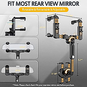 Rear View Mirror Car Phone Holder, Anti-Shake Multifunctional Rearview Mirror Phone Holder for Car, Rearview Holder – Rotatable and Retractable Car Phone Holder Mount, Phone Mount for Car