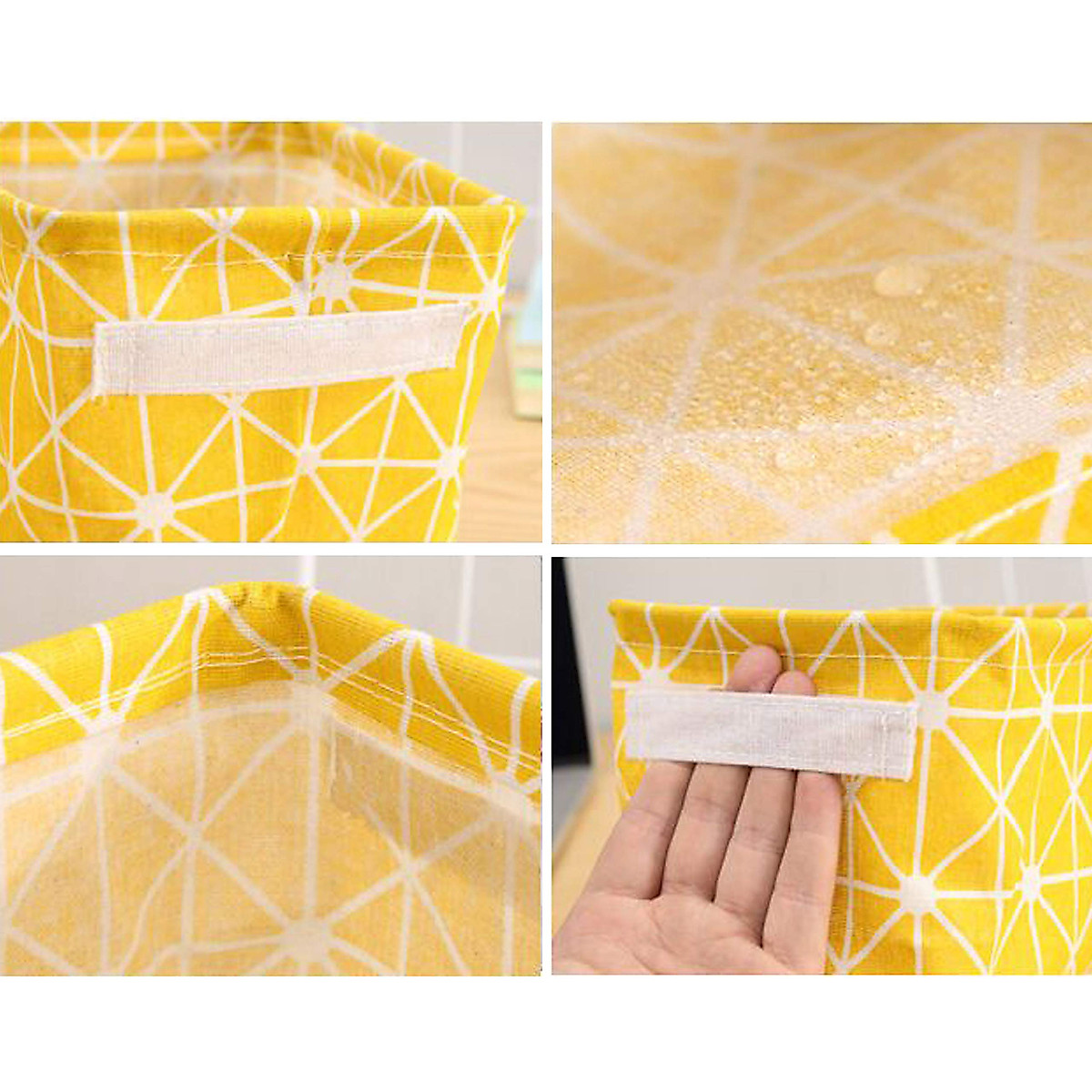 Miaro 5 Pack Canvas Storage Basket Bins, Home Decor Organizers Bag for Adult Makeup, Baby Toys liners, Books 7.9*6.3 inch (5 pack, Yellow & Green checks)