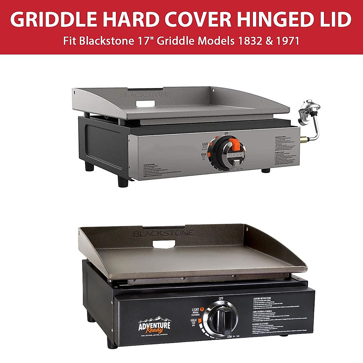 Upgrade Hinged Lid for Blackstone 17 Inch 1832 Adventure Ready Griddle, Griddle Hard Cover Flat Top Hood for Blackstone 1832 1650 1971 1814 & 17 Inch Griddle Lid