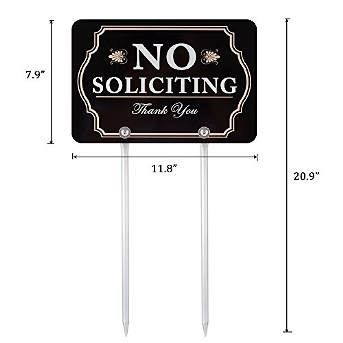 Kichwit No Soliciting Sign for House, No Soliciting Yard Sign, 12" x 8", 14" Long Metal Stakes Included