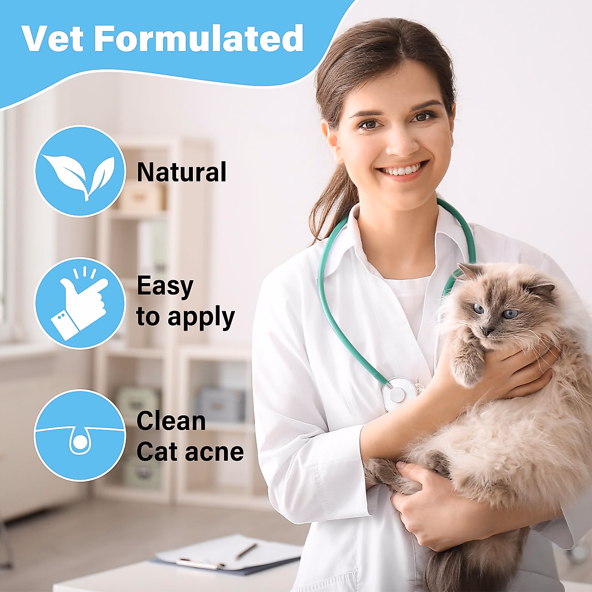 𝐎𝐢𝐯𝐨𝐥𝐢𝐢 Kitten & Cat Acne Chin Treatment, (4 fl. oz) Blackhead Cleanse Lotion & Cleansing Brush,Soothes Chin Acne, Oil Control, tightens pores, relieves Sensitivity.