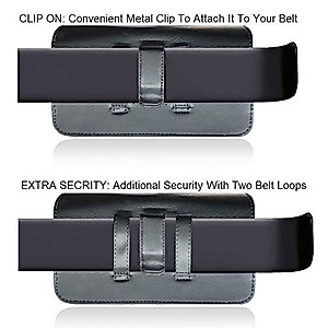 AH Phone Belt Holder Phone Holster Pouch with Magnetic Cover Leather Belt Pouch for iPhone 15 Plus, 15 Pro Max, 14 Plus, iPhone 14 Pro Max, 13 Pro Max with Otterbox Phone Case Installed (X-Large)