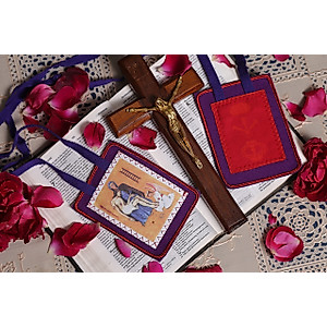 Wool Scapulars Catholic - Purple Scapular of Benediction and Protection - Scapular of Marie Julie Jahenny - Scapulars Catholic Necklace - Escapularios Catolicos Purple Scapular