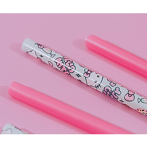 Silver Buffalo Sanrio's Hello Kitty Kawaii Treats 4pc Reusable Plastic Straw Set,10x1.5x.25, Pink