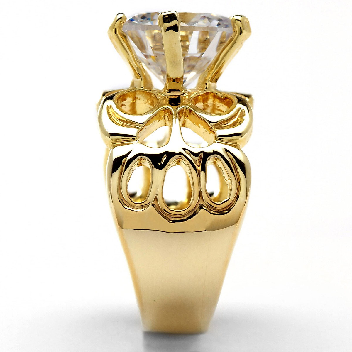 PalmBeach Yellow Gold-plated Round Cubic Zirconia Filigree Solitaire Engagement Ring Sizes 5-10 Size 8